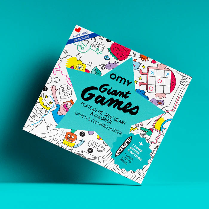 OMY Coloring Poster - Games + 5 Colours Pencil