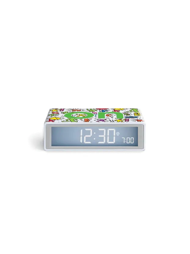 LEXON Flip+ Alarm Clock - Lexon X Keith Haring - Happy - White
