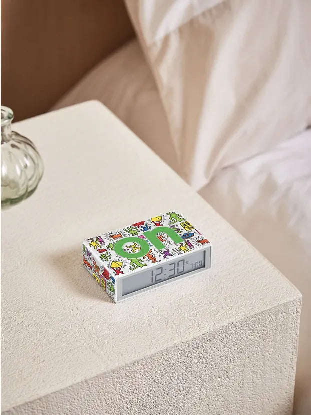 LEXON Flip+ Alarm Clock - Lexon X Keith Haring - Happy - White